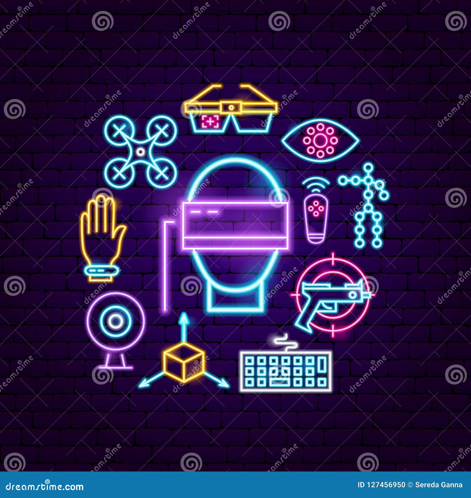 HCE Neon Concept Self Illumination Background 3D Royalty-Free Illustration | CartoonDealer.com ...