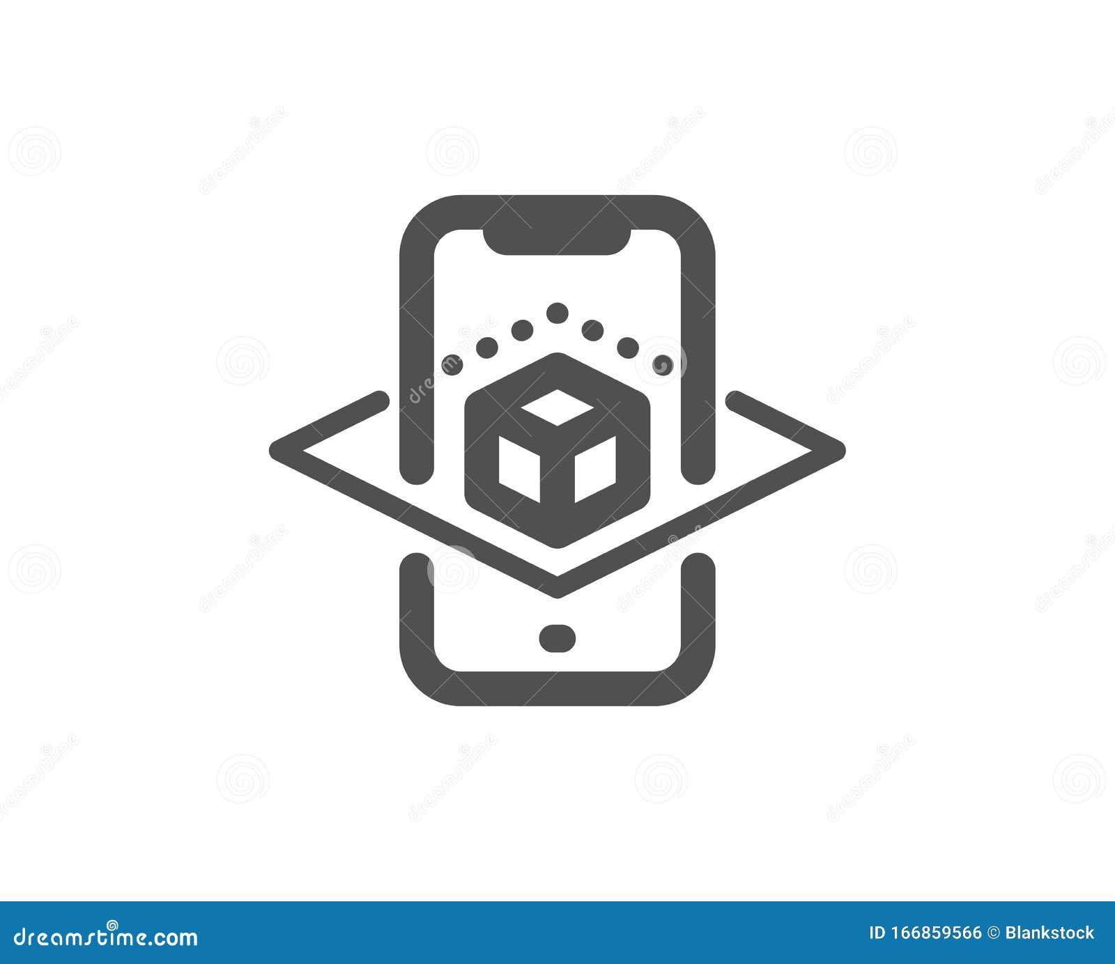 Augmented Reality Phone Icon. VR Simulation Sign. 3d Cube. Vector Stock ...