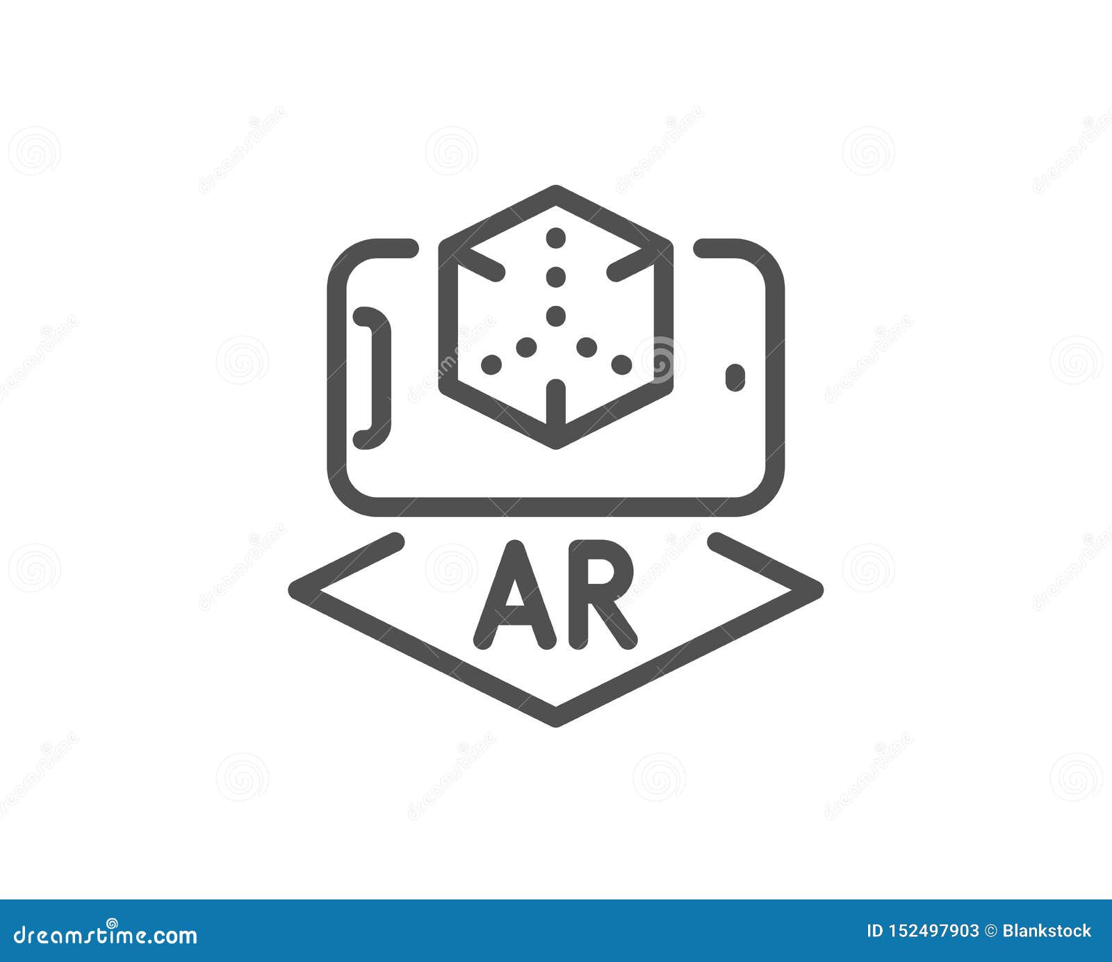 Augmented Reality Phone Line Icon. VR Simulation Sign. 3d Cube. Vector ...