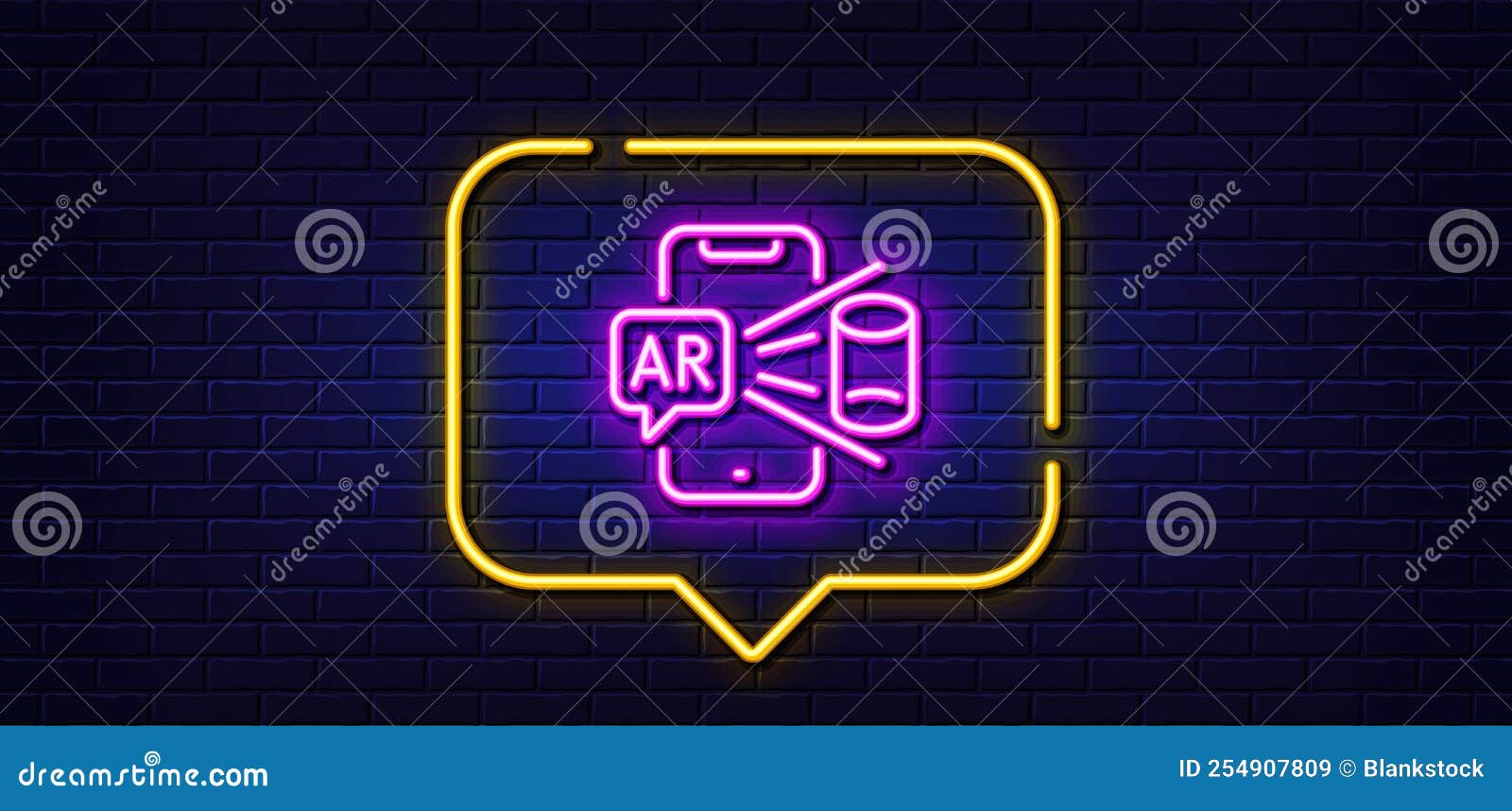 Augmented Reality Phone Line Icon. VR Simulation Sign. 3d View. Neon ...