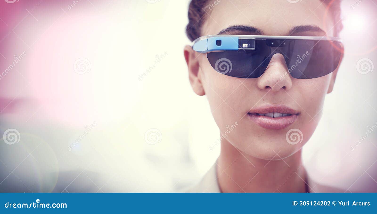 Augmented Reality, Portrait and Woman with Smart Glasses, Internet ...