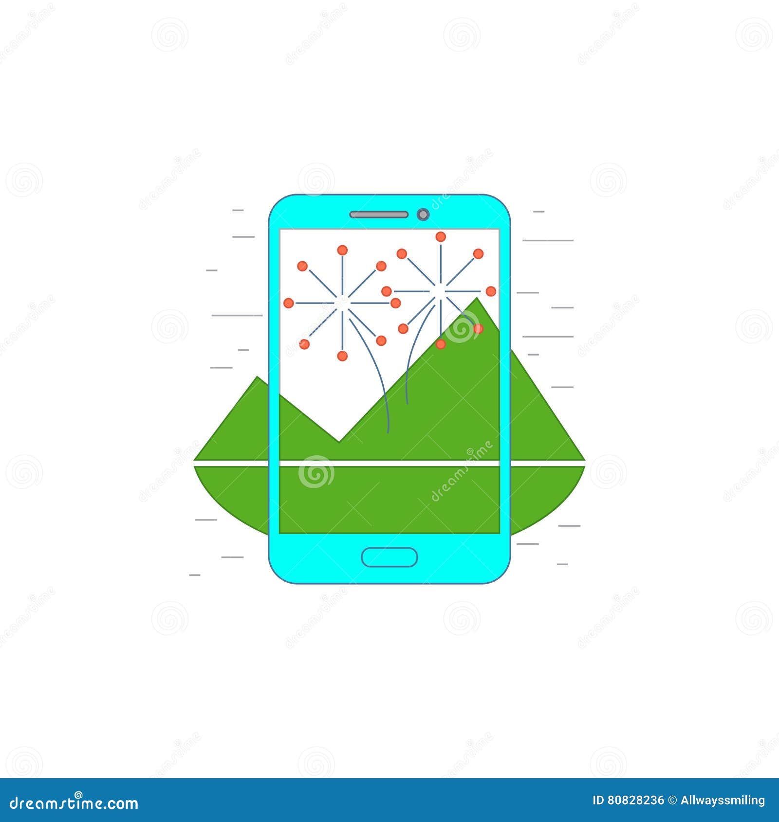 Augmented Reality on Smartphone Icon or Illustration in Outline Style ... Augmented Reality on Smartphone Icon or Illustration in Outline Style ...