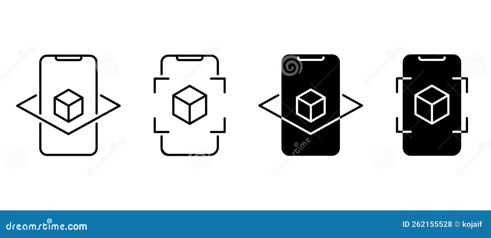 Augmented Reality in Smartphone Vector Icon Set. VR Simulation Symbol ...