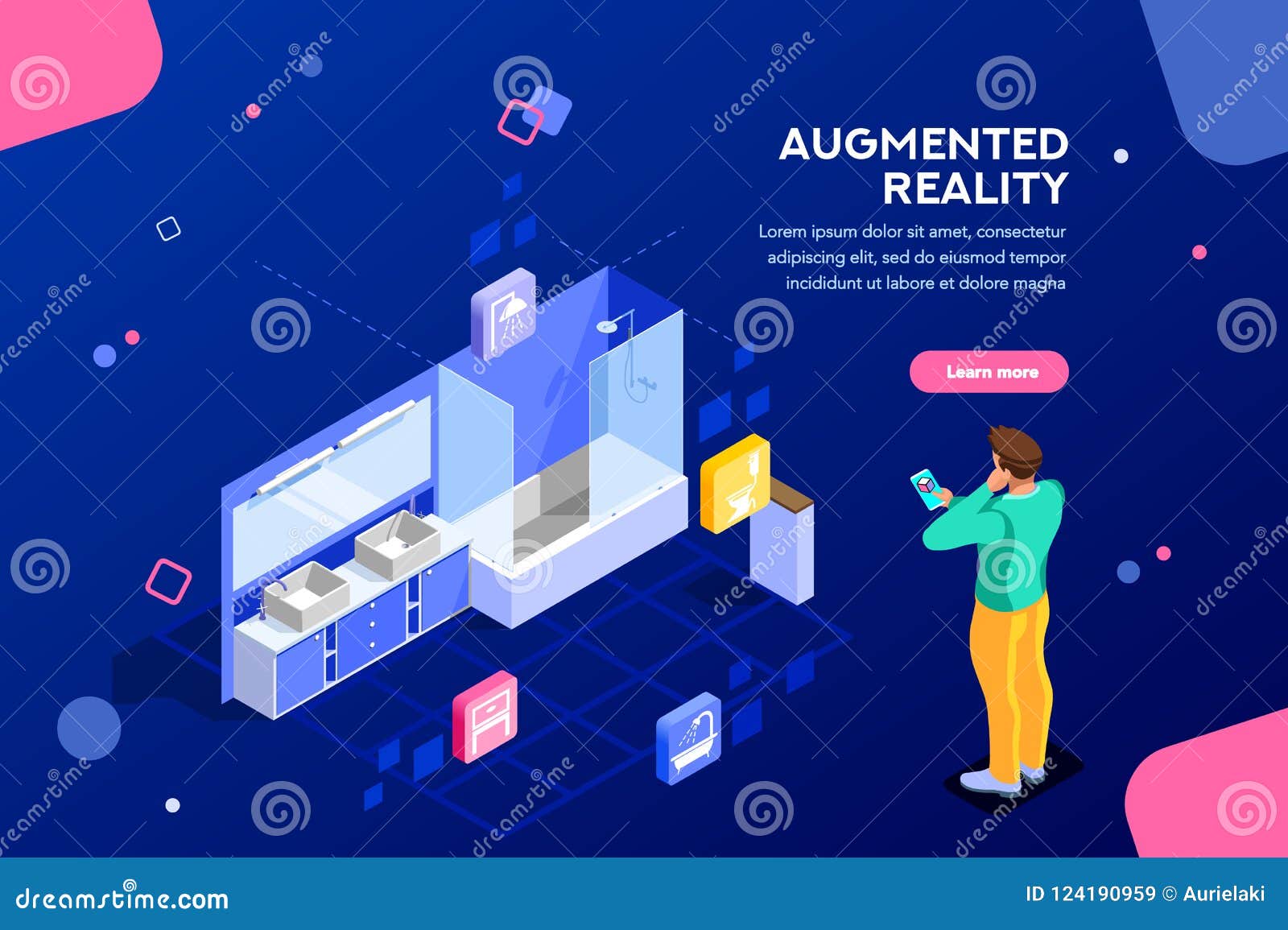 Augmented Reality Template Visualization on Device Stock Vector ...