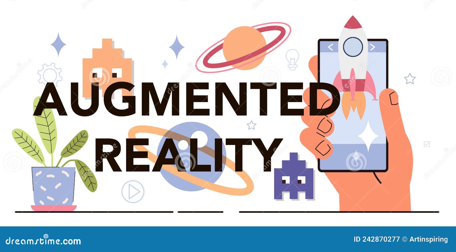 Augmented Reality Typographic Header. AR Software Development Stock ...