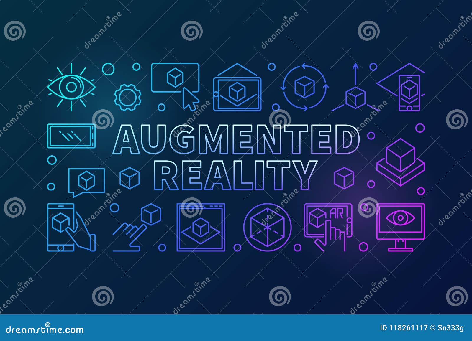 Augmented Reality Vector Colored Line Horizontal Illustration Stock ...