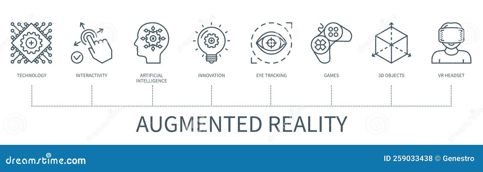 Augmented Reality Vector Infographic In Minimal Outline Style Stock