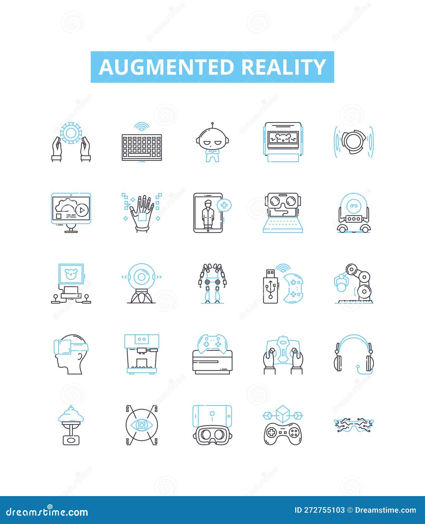Augmented Reality Vector Line Icons Set. Augmented, Reality, AR, 3D ...