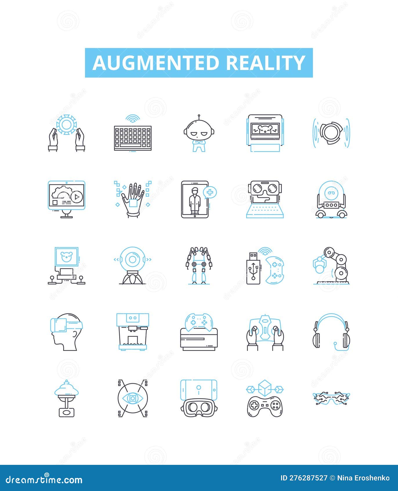 Augmented Reality Vector Line Icons Set. Augmented, Reality, AR, 3D ...