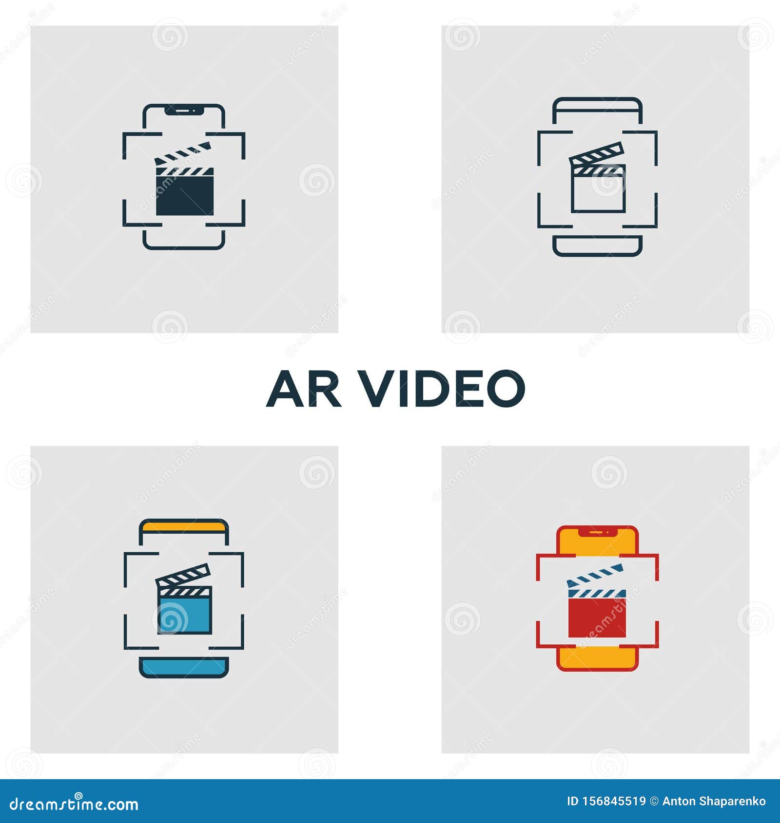 Augmented Reality Video Icon Set. Four Elements in Diferent Styles from ...