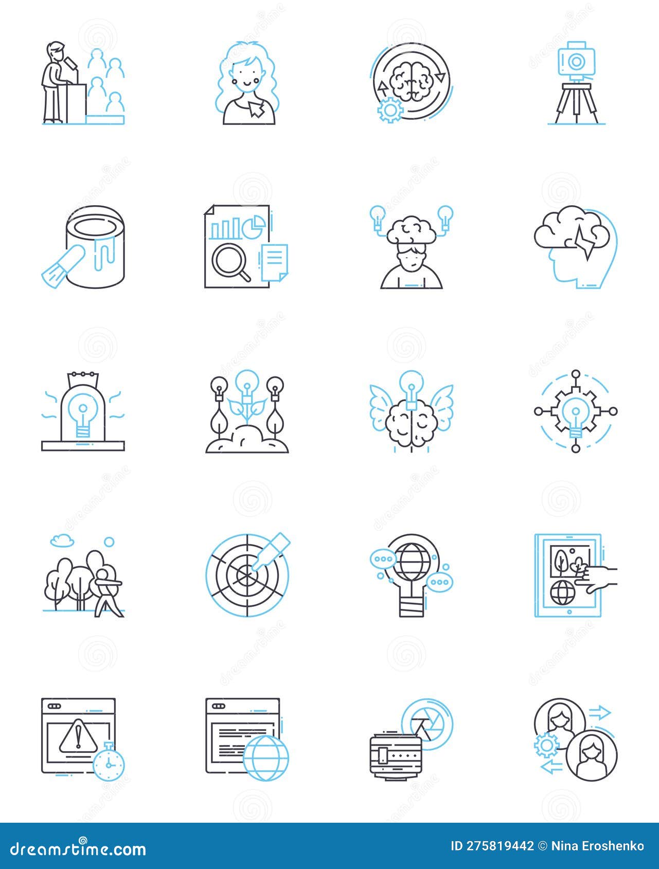 Augmented Reality And Virtual Reality Linear Icons Set Immersion Simulation Interaction