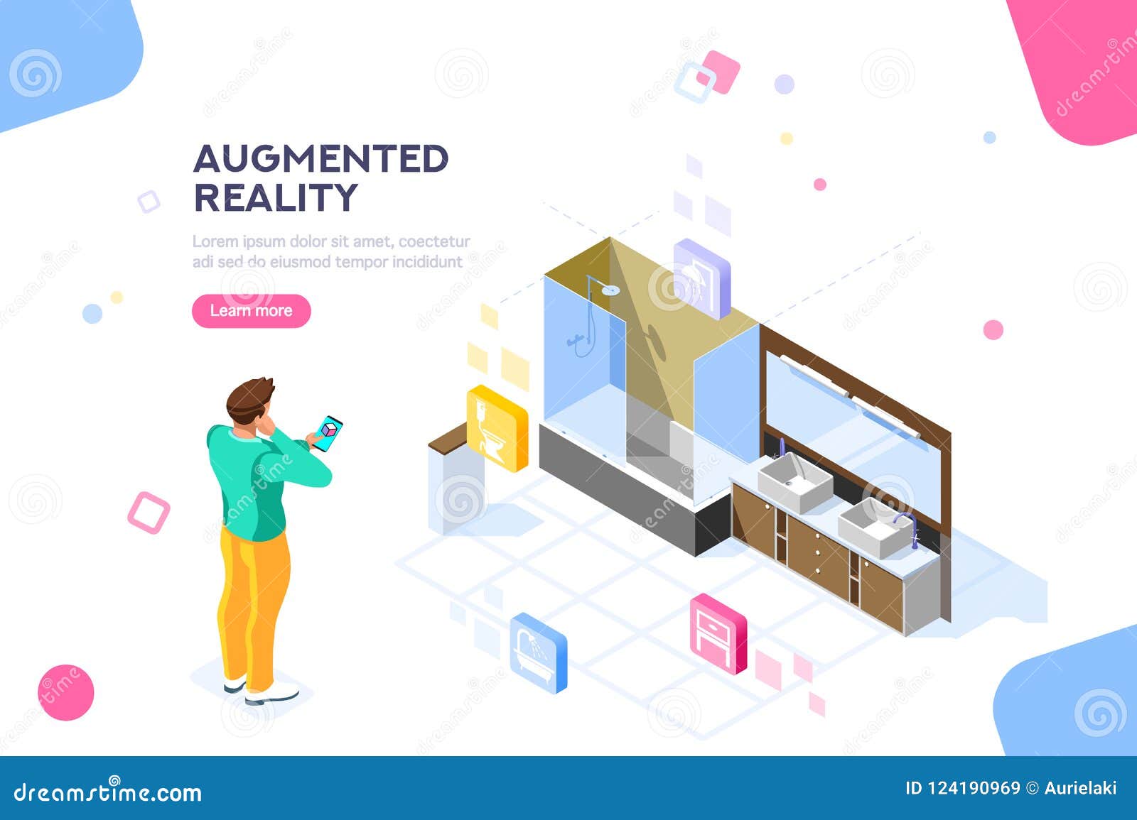 Augmented Reality Visualization Website Banner Stock Vector ...