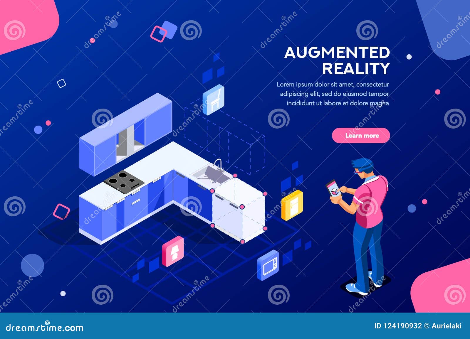 Augmented Reality Web Page Banner Stock Vector - Illustration of ...