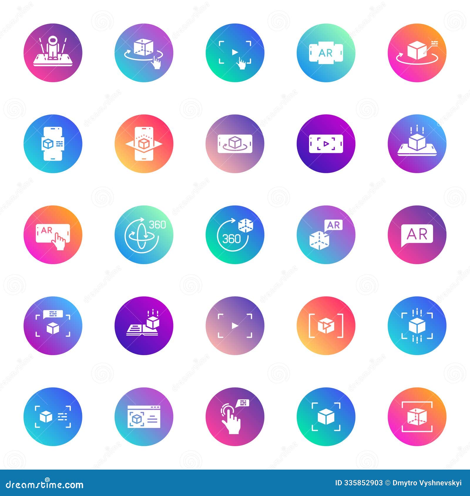 Augmented and Virtual Reality Vector Icons Stock Illustration ...