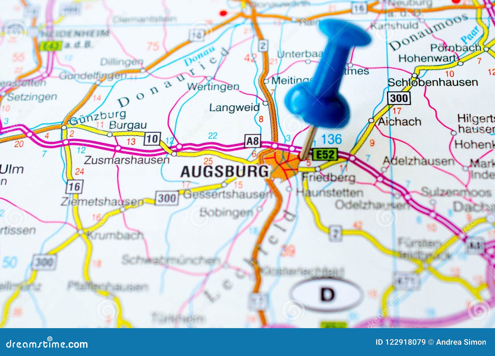 Augsburg on map stock image. Image of augsburg, state - 122918079