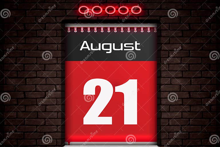 21 August, Calendar on Bricks Background Stock Illustration ...
