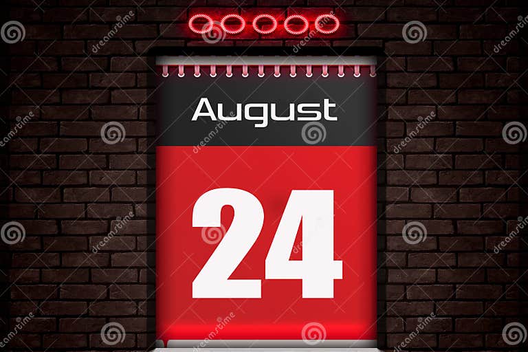 24 August, Calendar on Bricks Background Stock Illustration ...