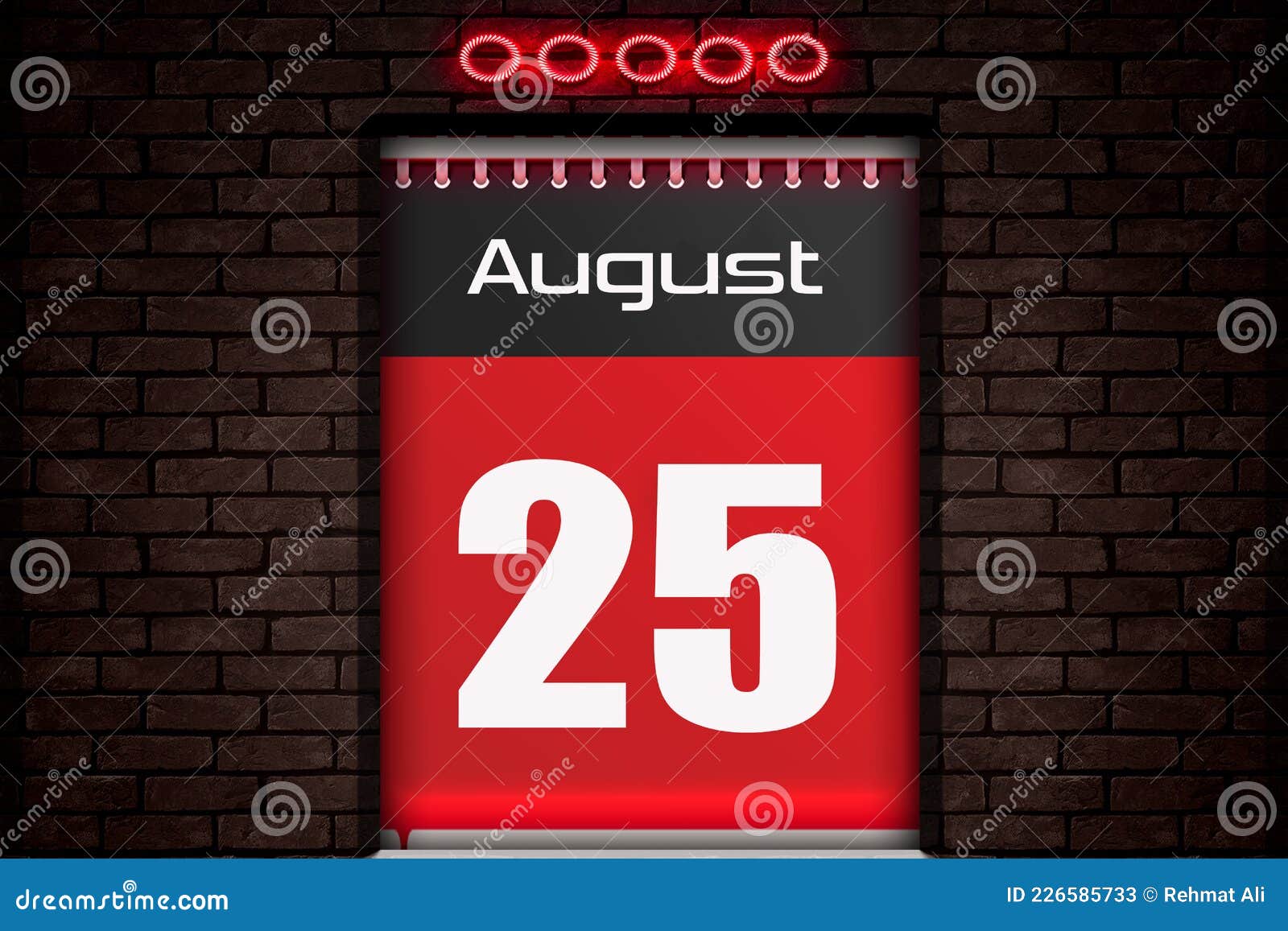 25 August, Calendar on Bricks Background Stock Illustration ...