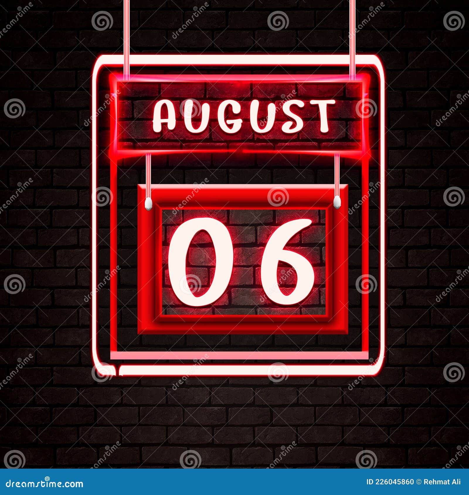 06 August Calendar, Bricks Background Stock Illustration - Illustration ...
