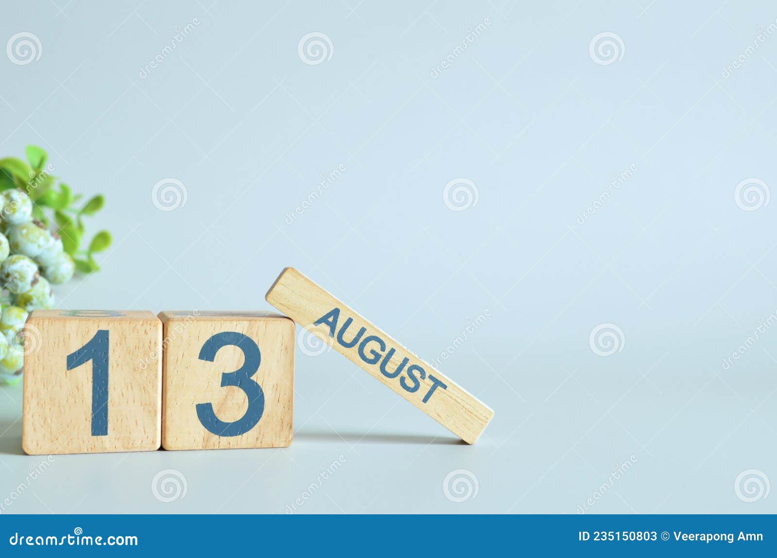 August 13, Calendar Cover Design with Number Cube with Green Fruit on ...