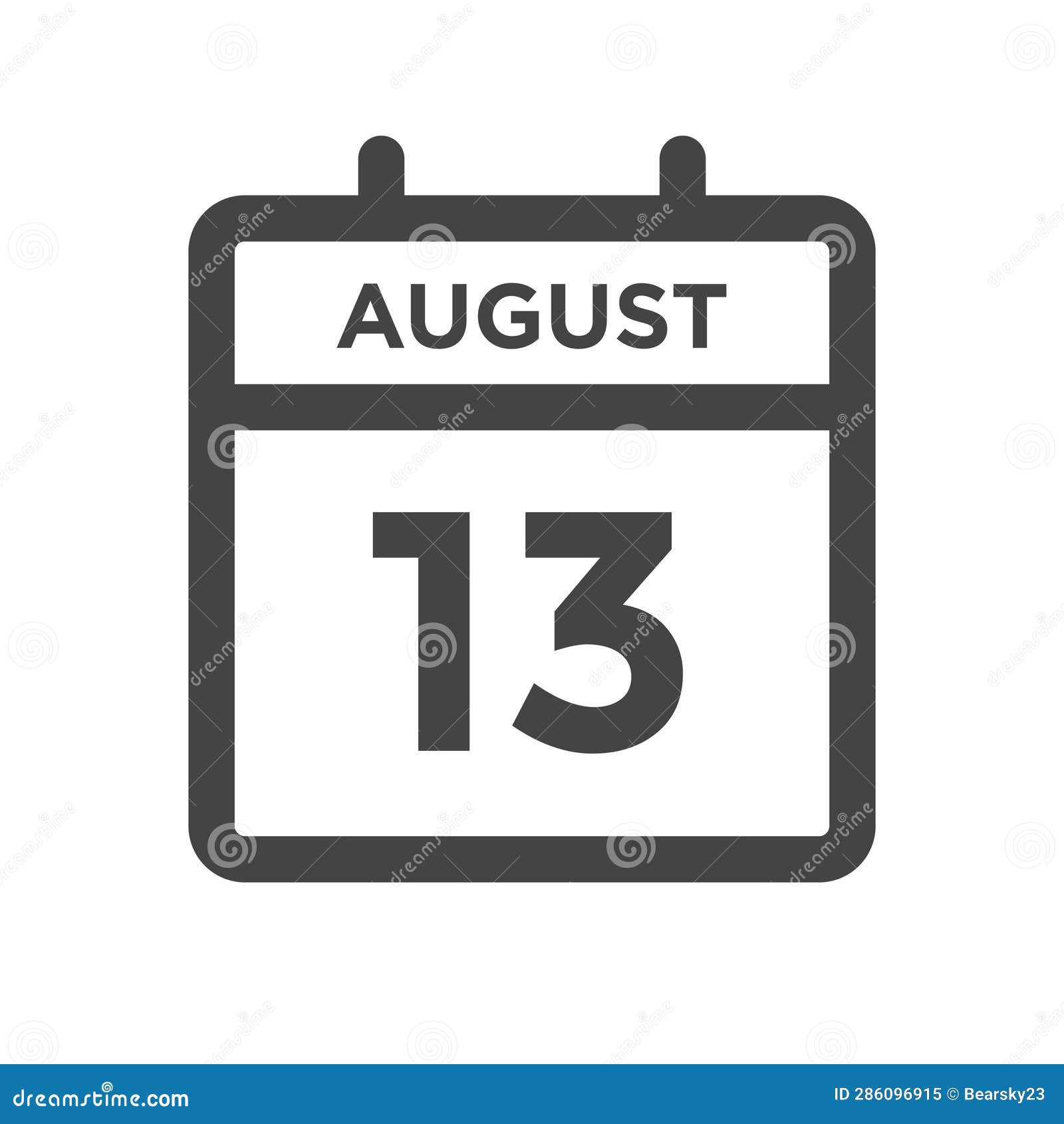 August 13 Calendar Day or Calender Date for Deadlines or Appointment ...
