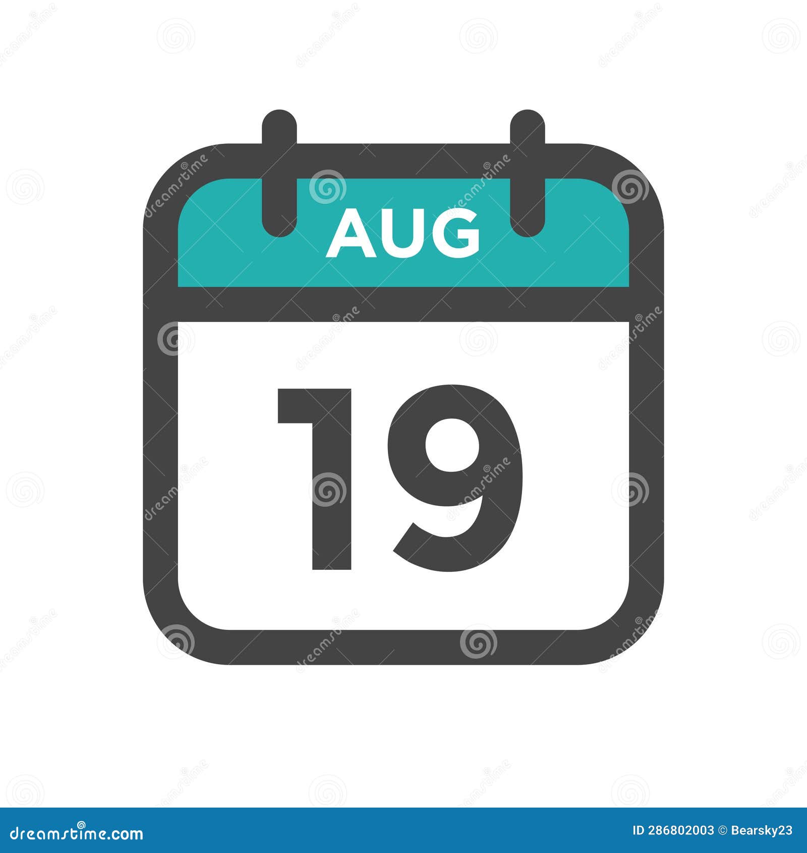 August 19 Calendar Day or Calender Date for Deadlines or Appointment ...