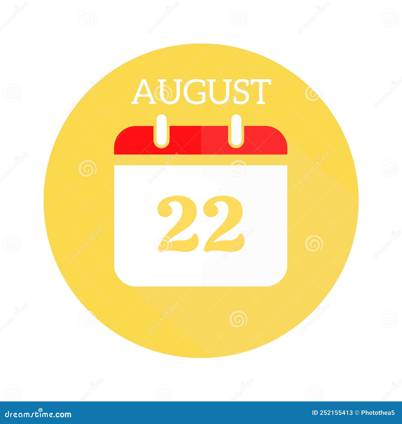 August 22 Calendar Flat Icon Stock Illustration - Illustration of ...