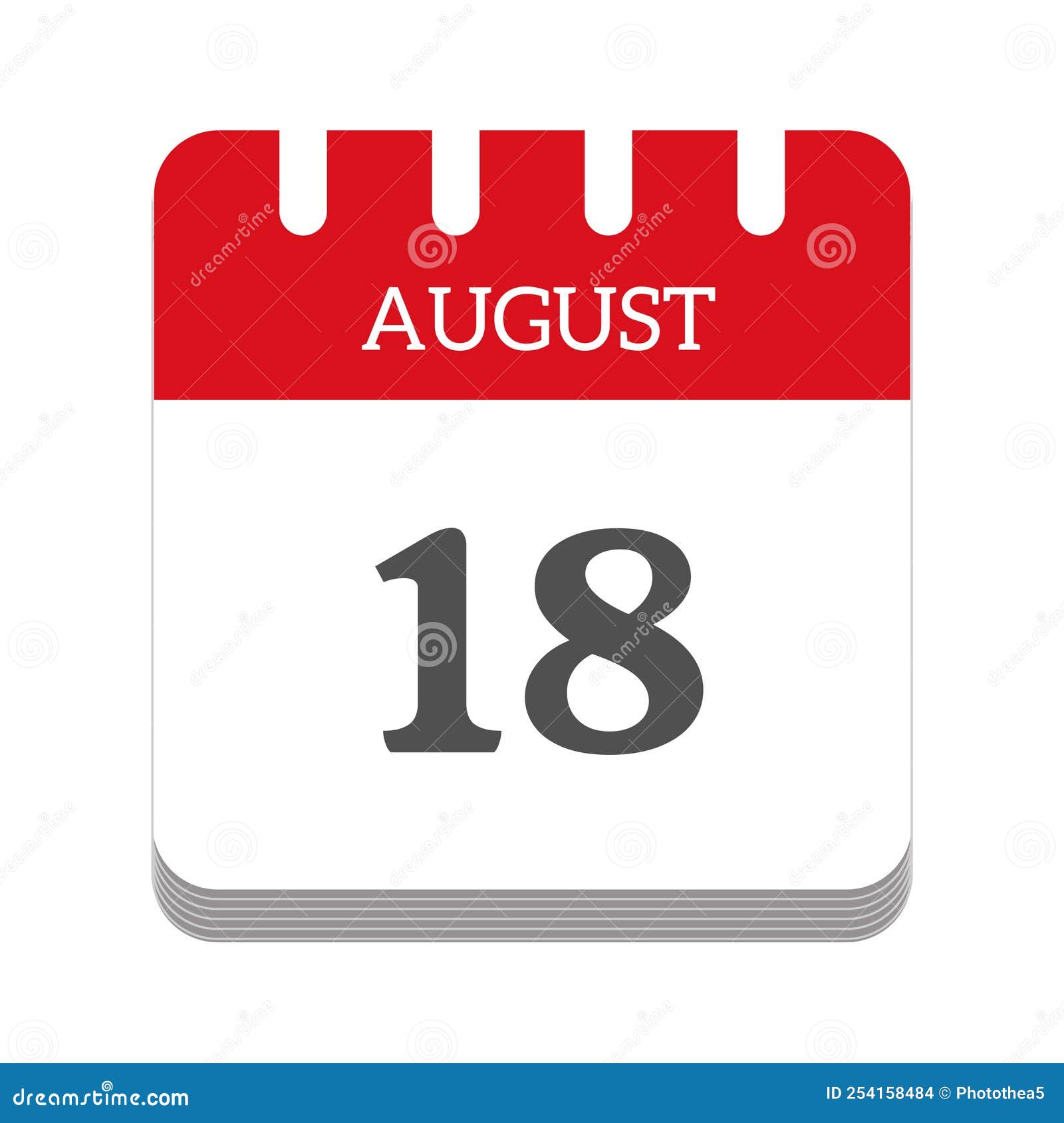 August 18 Calendar Flat Icon Stock Illustration - Illustration of ...