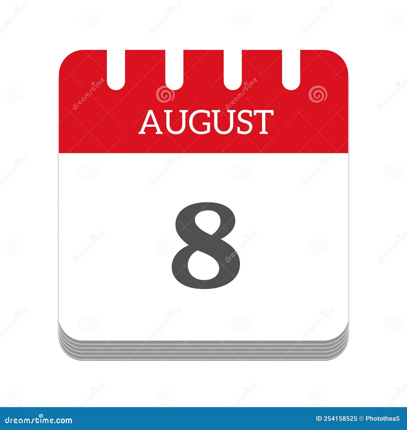August 8 Calendar Flat Icon Stock Illustration - Illustration of ...