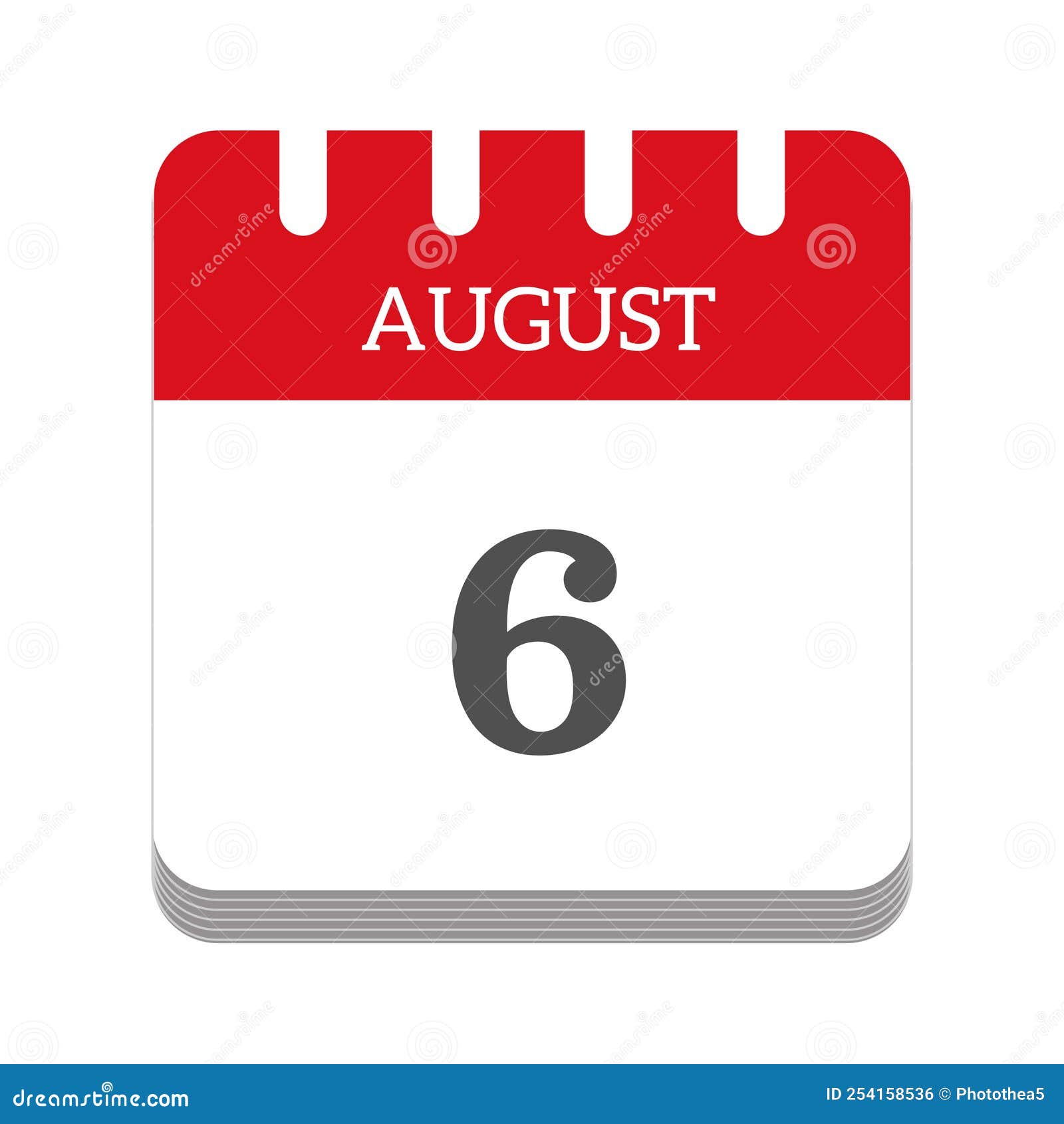 August 6 Calendar Flat Icon Stock Illustration - Illustration of ...
