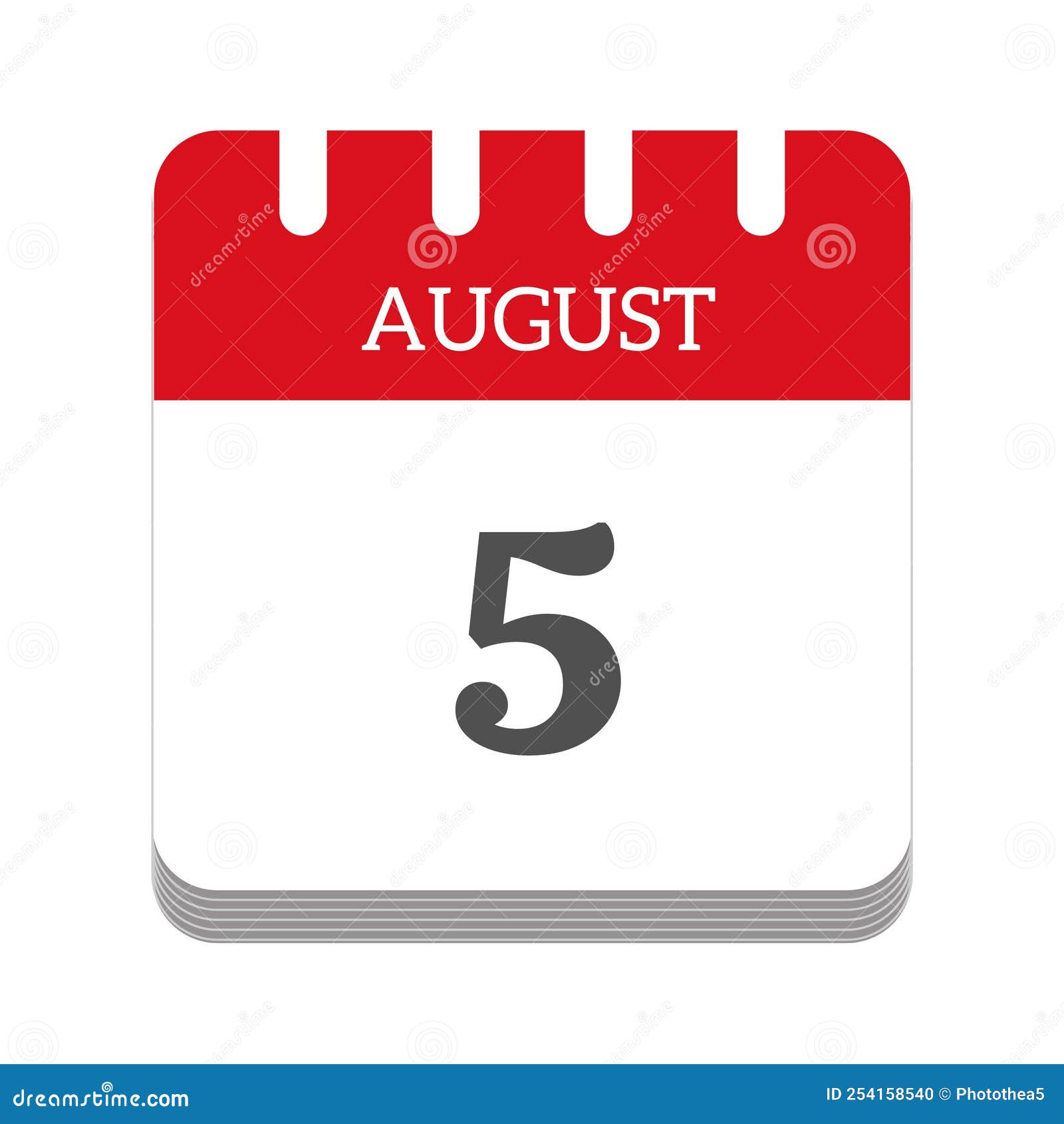 August 5 Calendar Flat Icon Stock Illustration - Illustration of ...