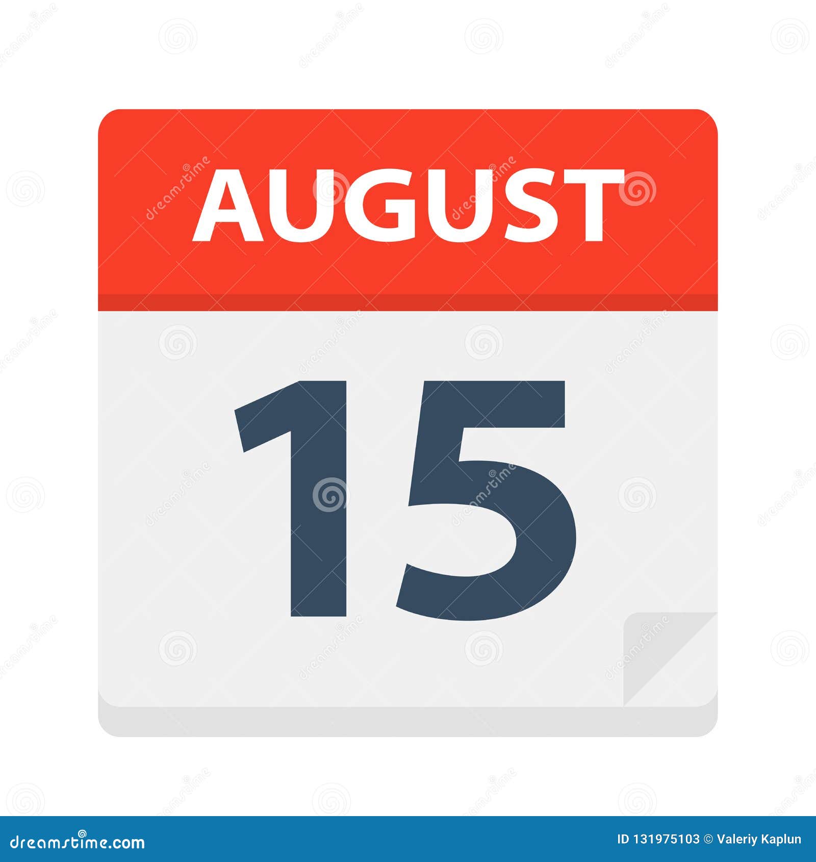 August 15 - Calendar Icon stock illustration. Illustration of white ...