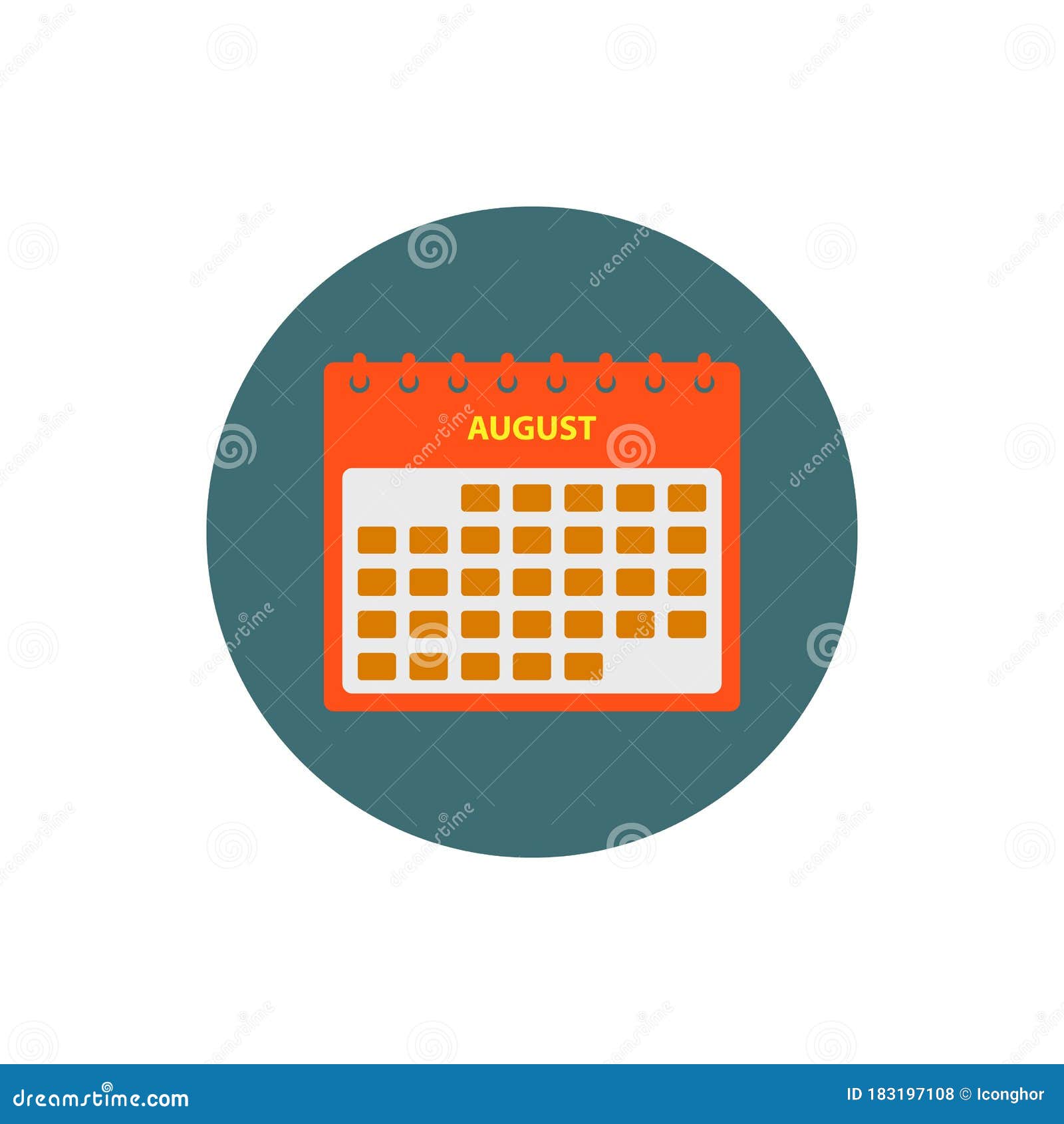 August Calendar Icon. stock vector. Illustration of silhouette - 183197108