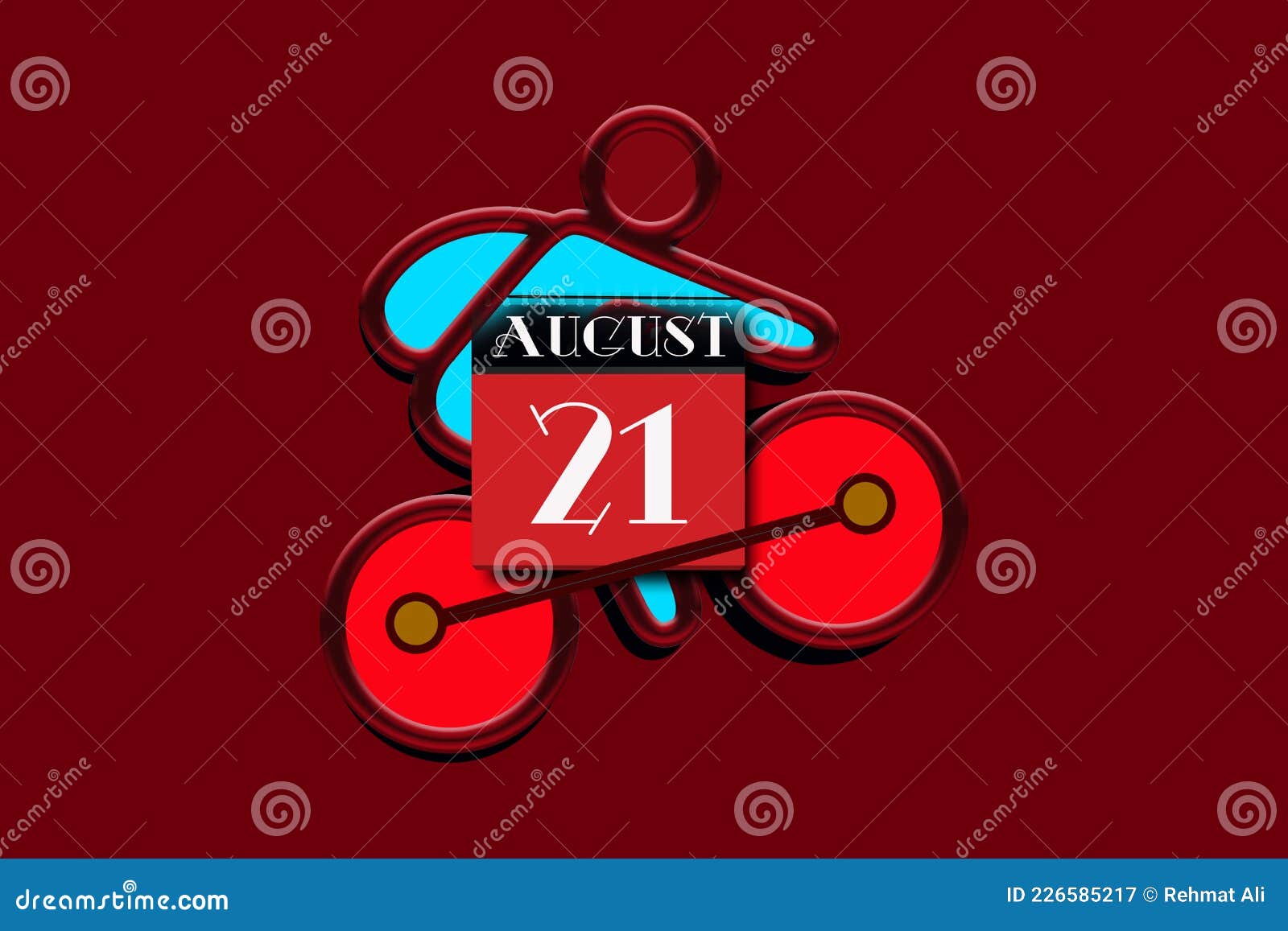 21 August, Calendar Icon. on Darker Red Background Stock Illustration ...