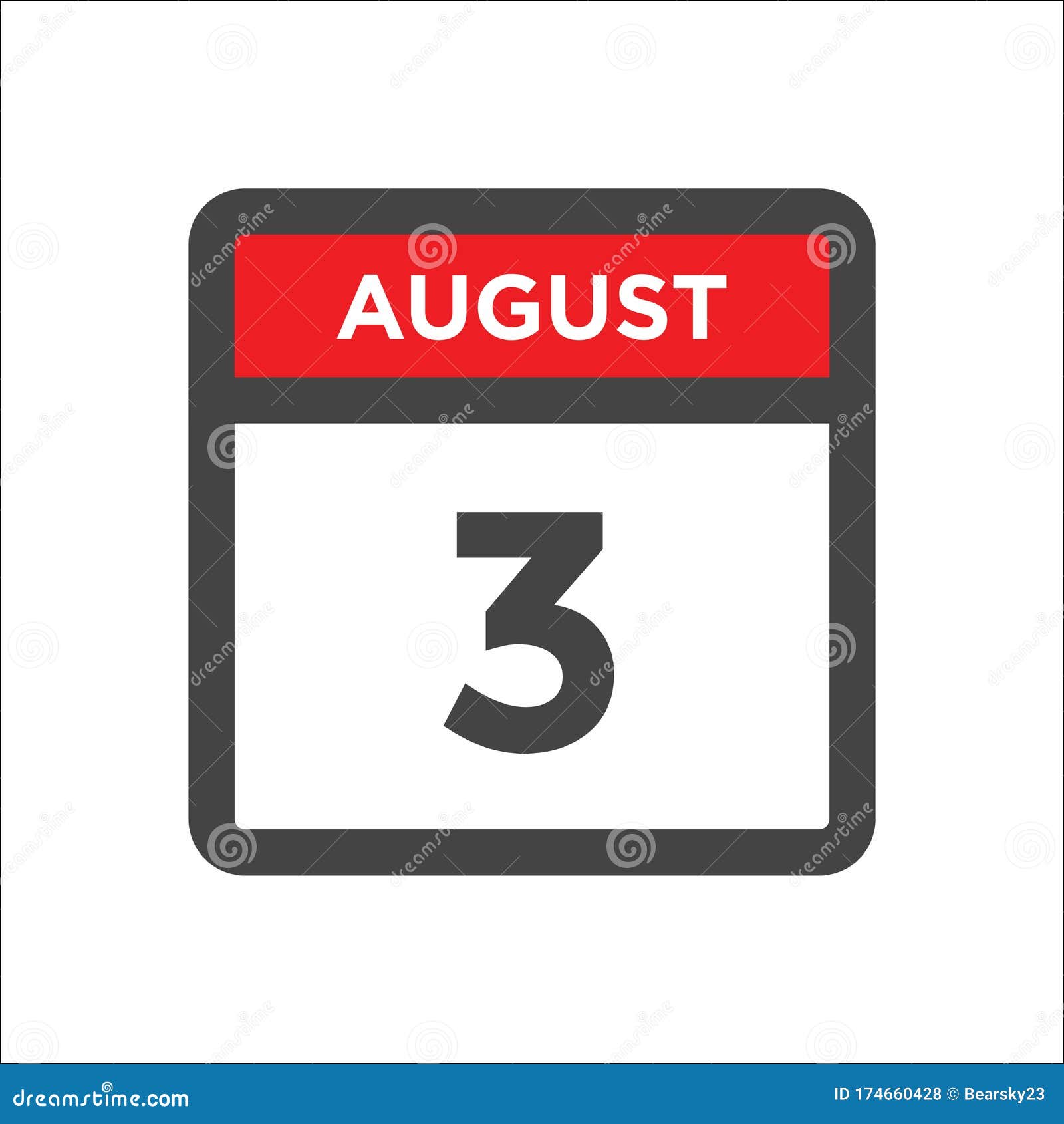 August 3 Calendar Icon with Day of Month Stock Vector - Illustration of ...