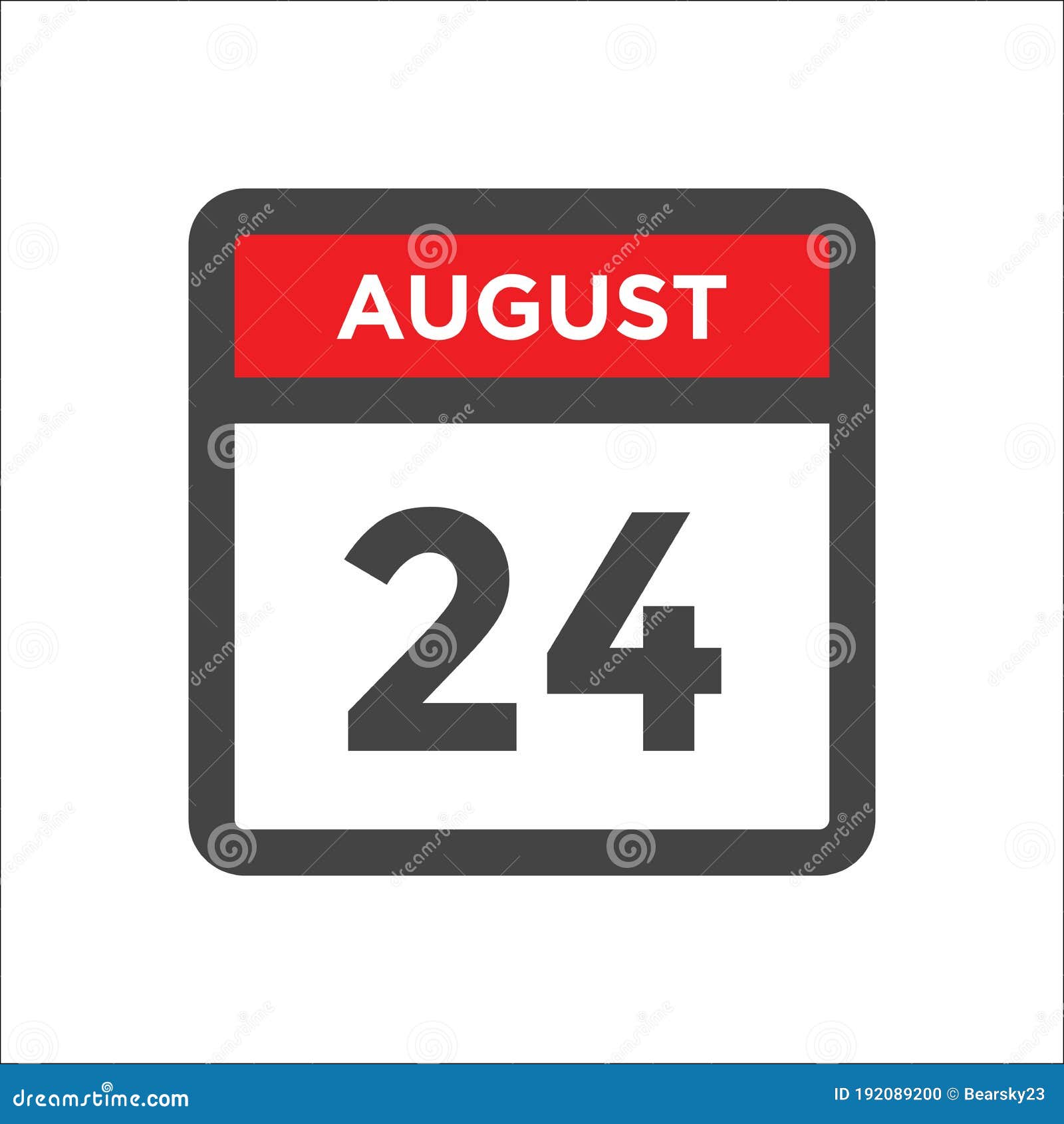 August 24 Calendar Icon with Day of Month Stock Vector - Illustration ...