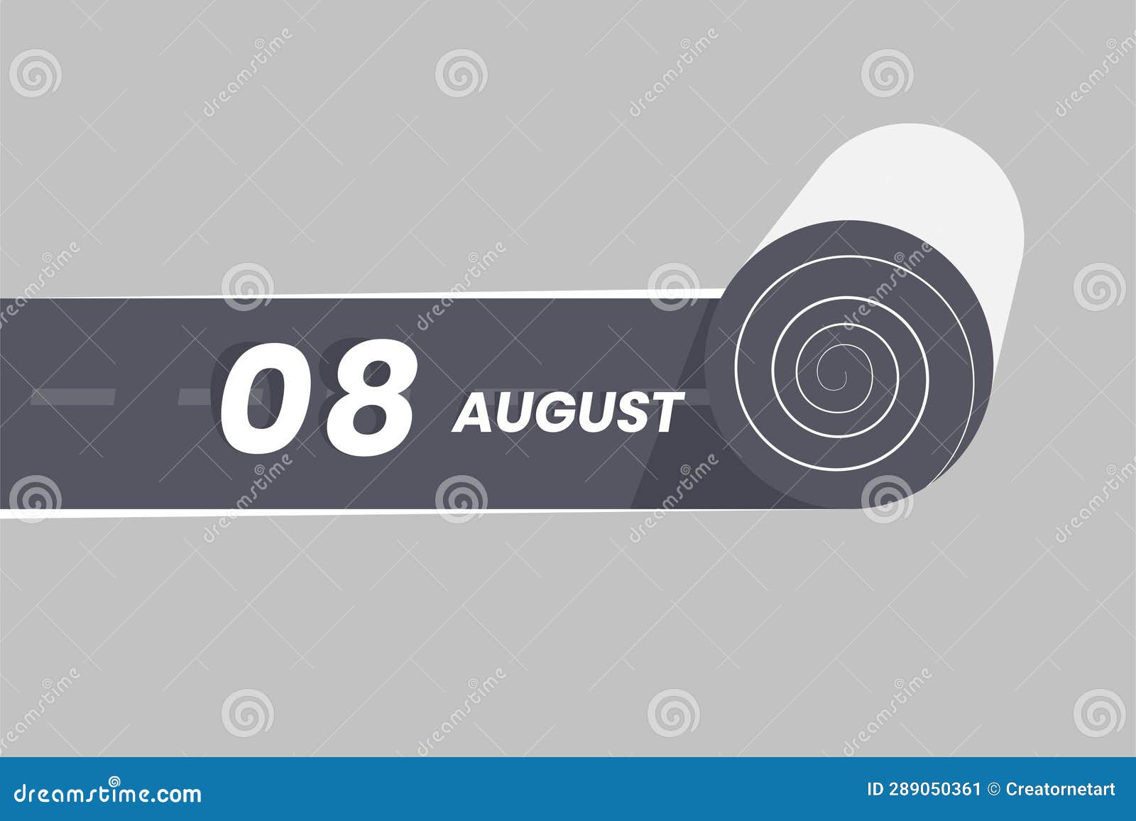 August 8 Calendar Icon Rolling Inside the Road. 8 August Date Month ...