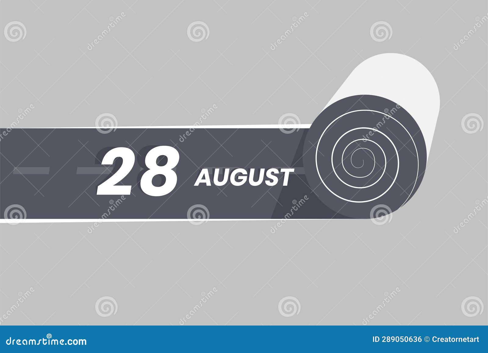 August 28 Calendar Icon Rolling Inside the Road. 28 August Date Month ...
