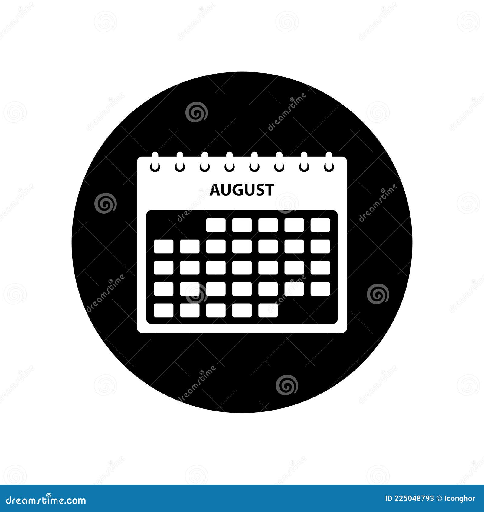 August Calendar Icon. stock vector. Illustration of symbol - 225048793