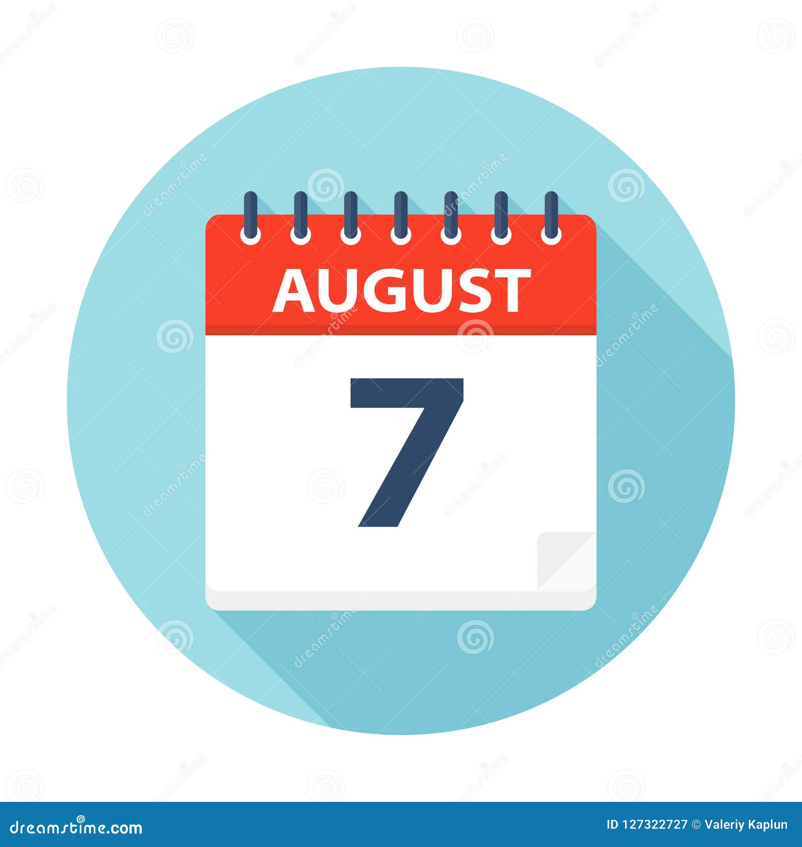 August 7 - Calendar Icon stock illustration. Illustration of blue ...