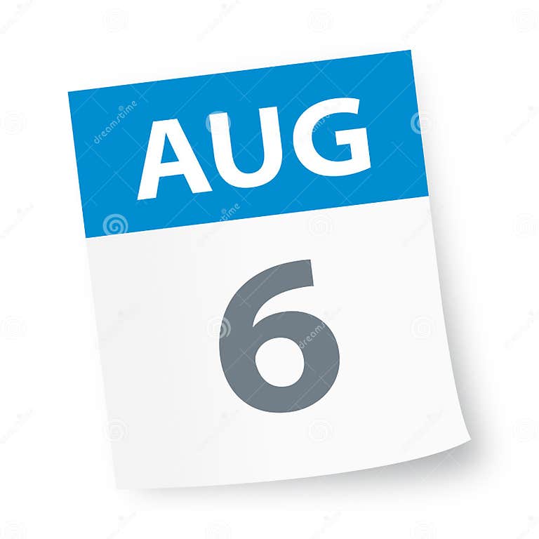 August 6 - Calendar Icon stock illustration. Illustration of leaf ...