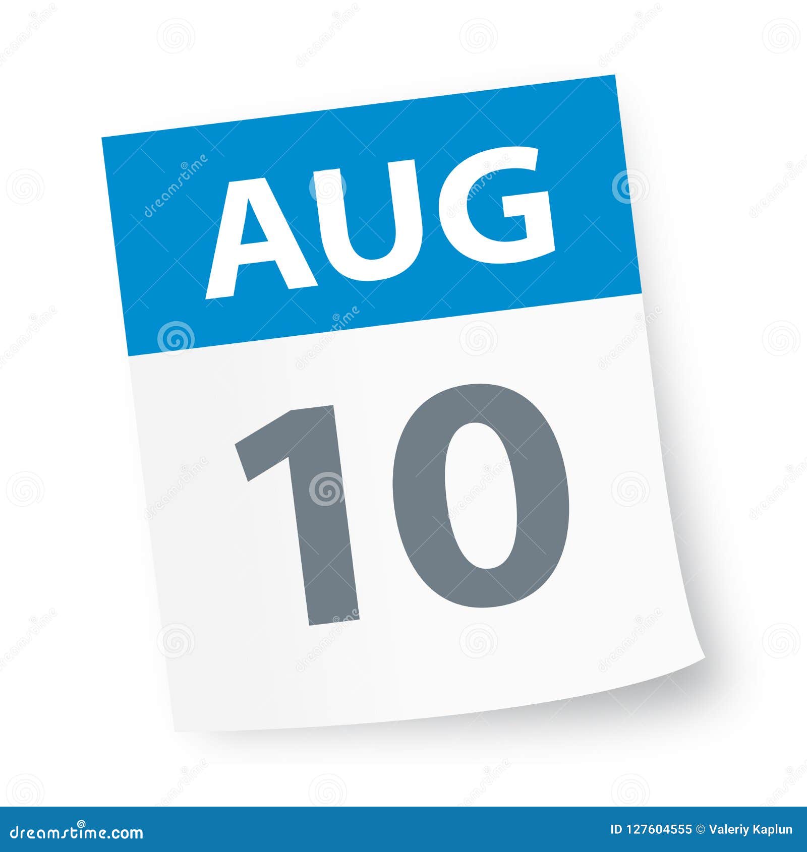 August 10 - Calendar Icon stock illustration. Illustration of page ...