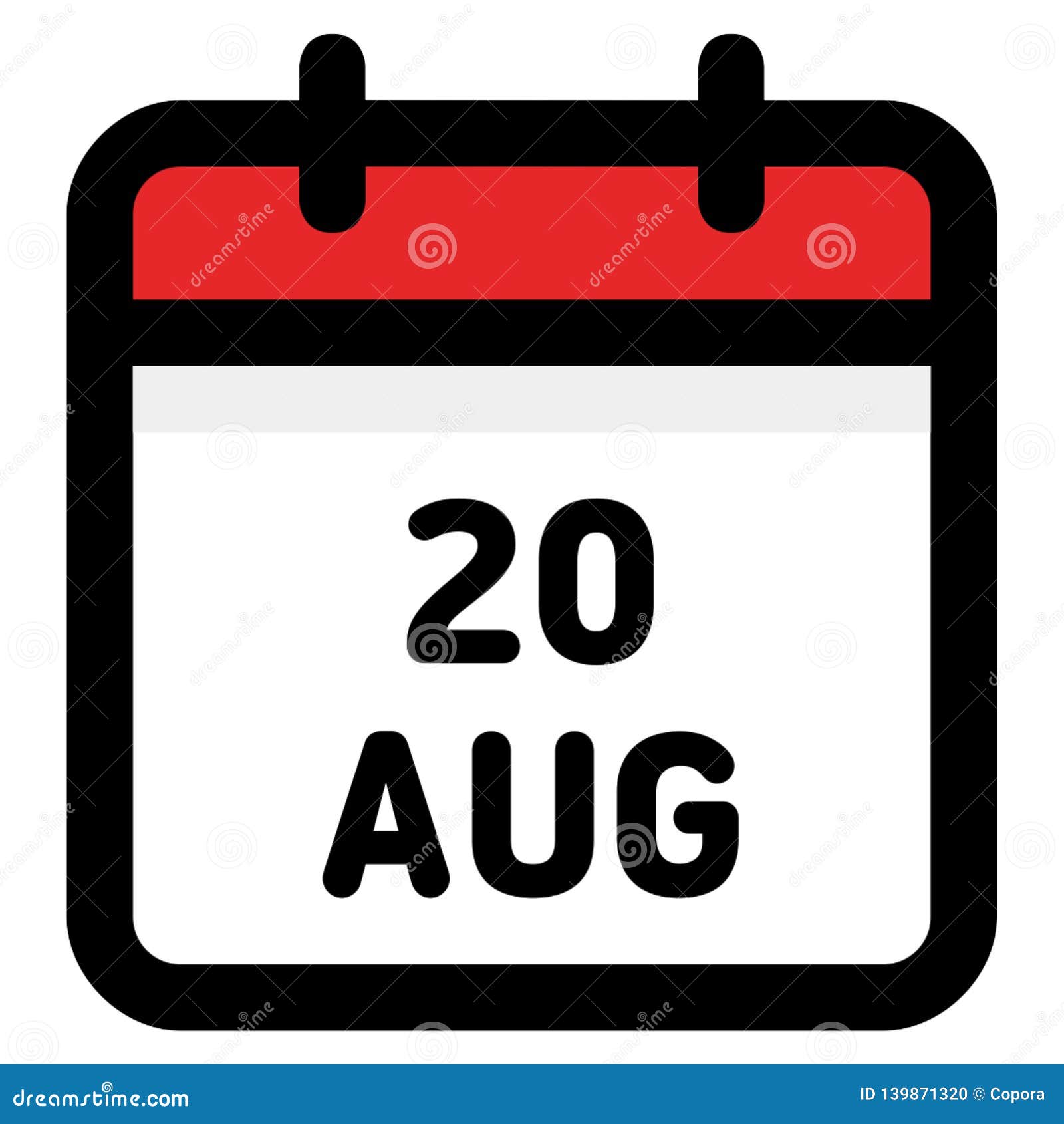20. August - Calendar Icon - Vector Illustration Stock Vector ...