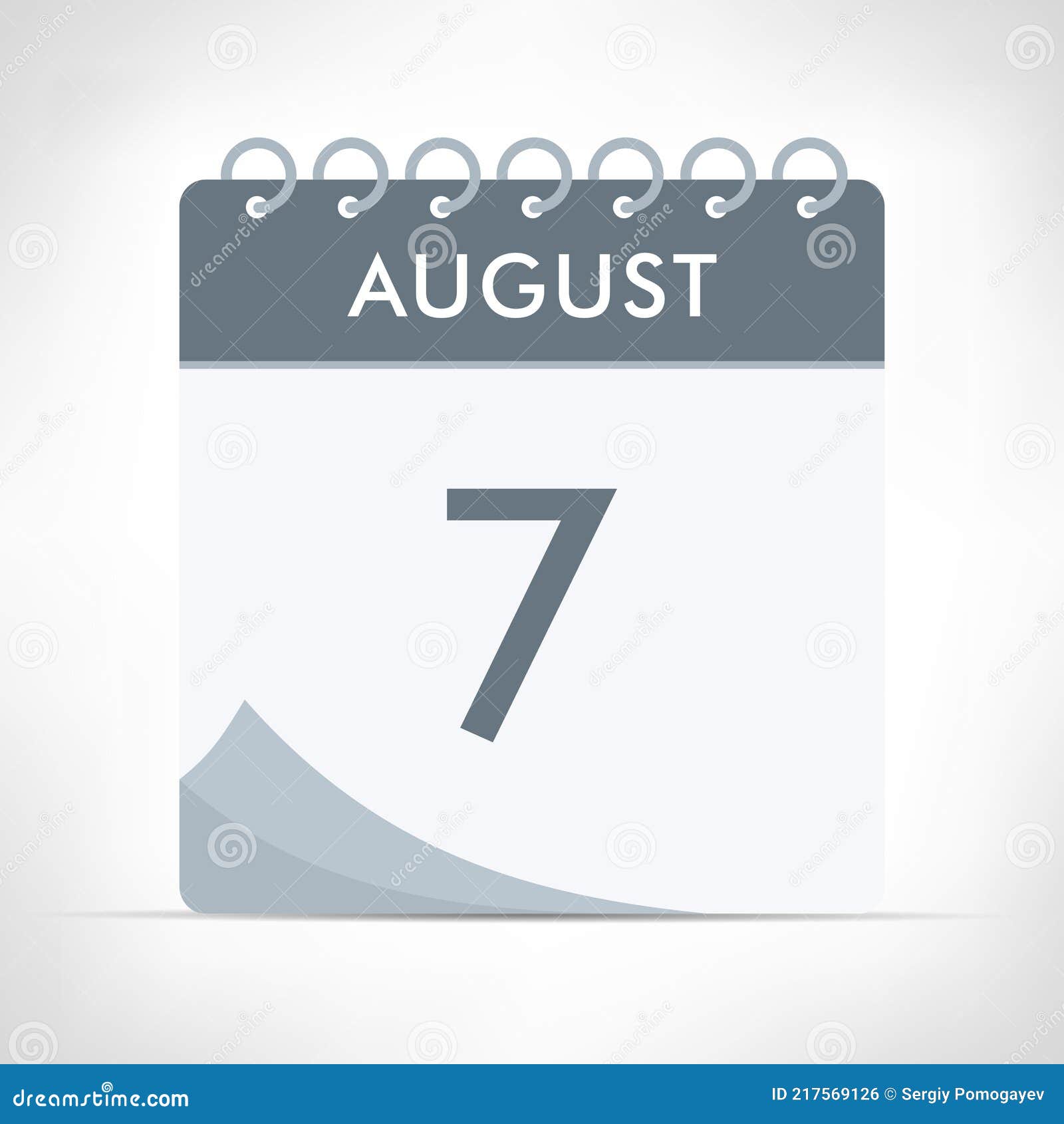 August 7 - Calendar Icon stock vector. Illustration of calendar - 217569126