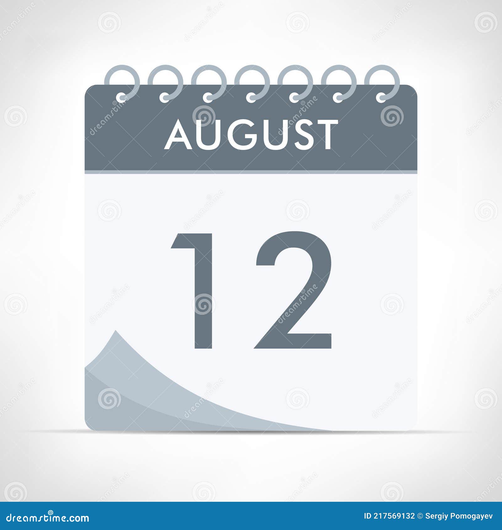August 12 - Calendar Icon stock vector. Illustration of calendar ...