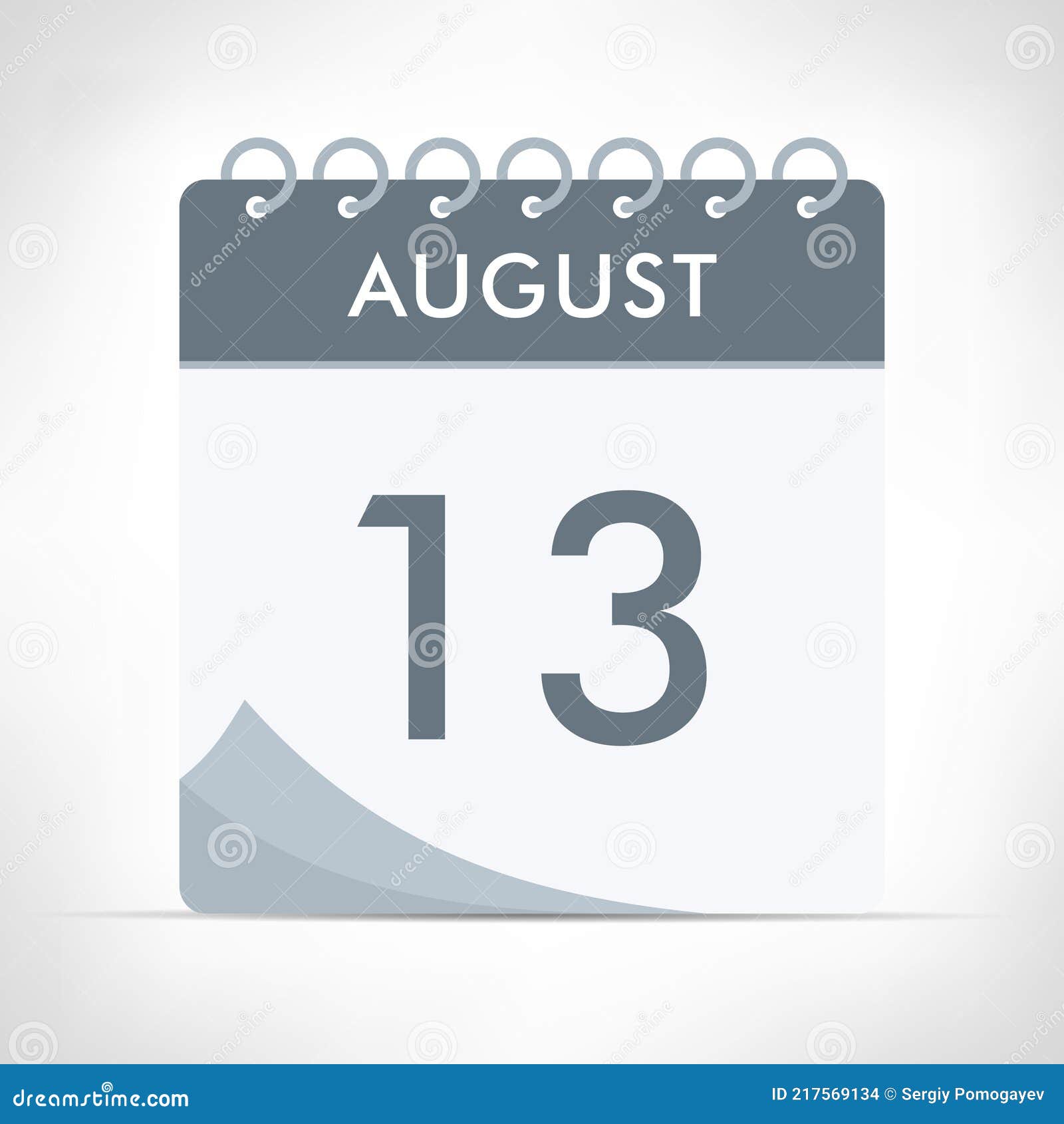 August 13 - Calendar Icon stock vector. Illustration of icon - 217569134