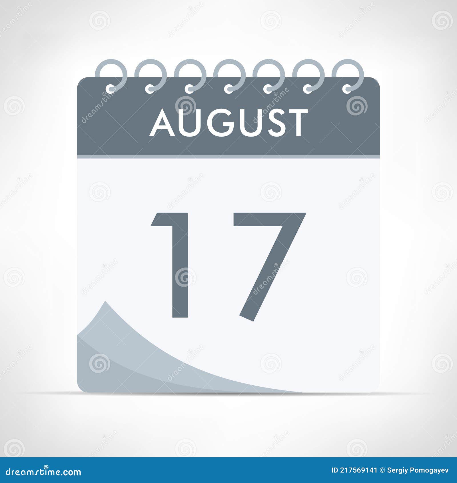 August 17 - Calendar Icon stock vector. Illustration of plan - 217569141
