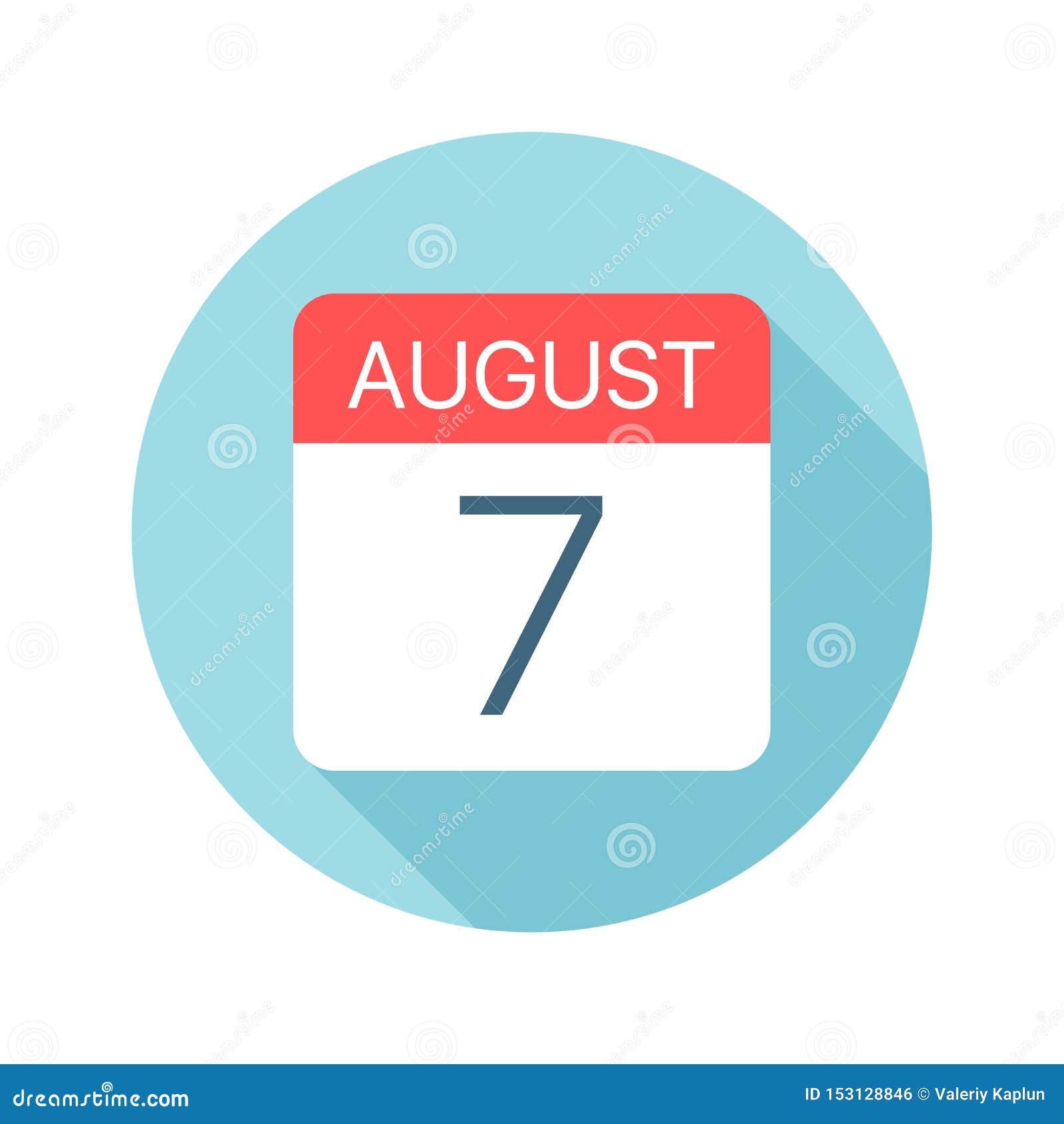 August 7 - Calendar Icon. Vector Illustration of One Day of Month Stock ...