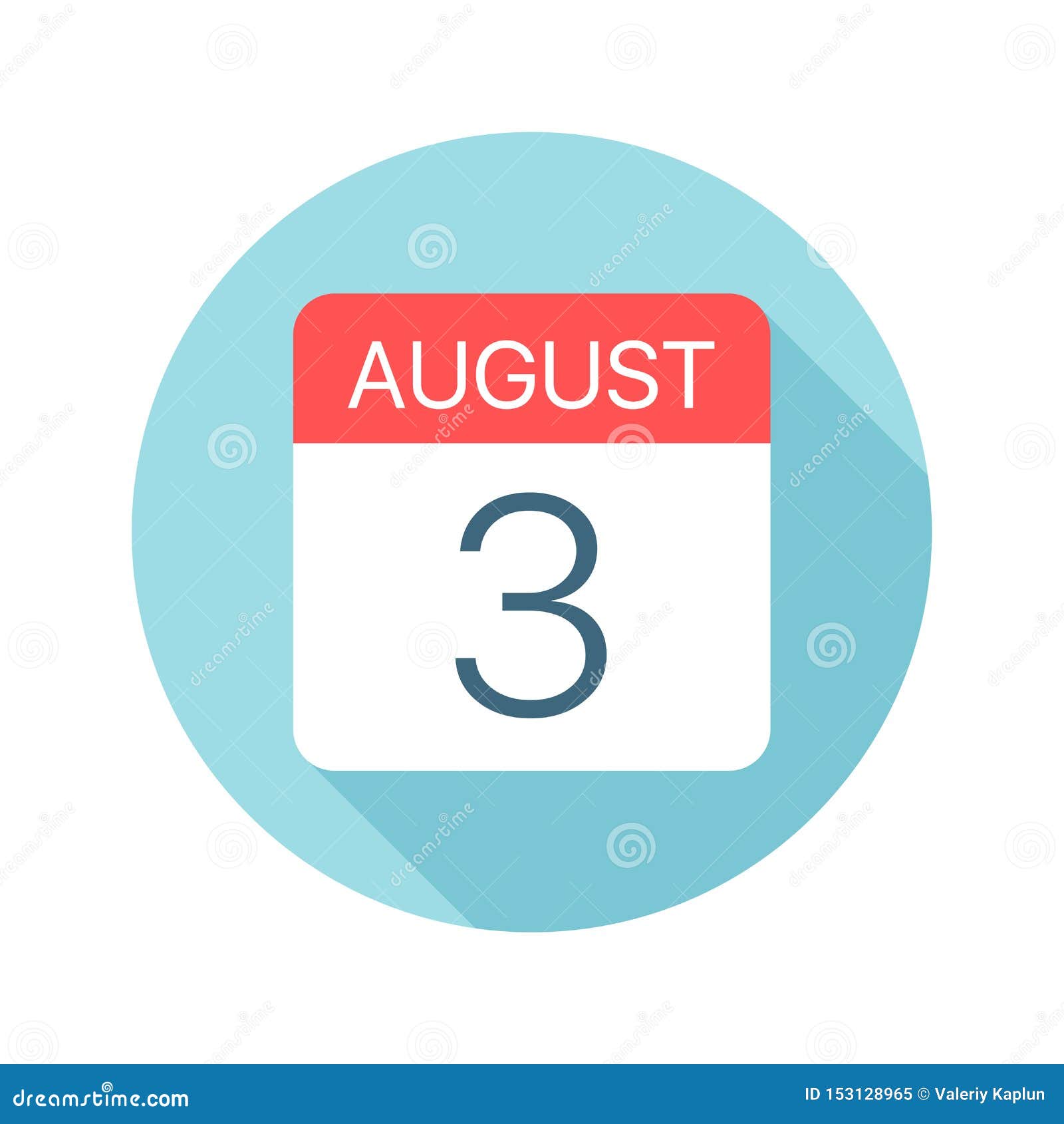 August 3 - Calendar Icon. Vector Illustration of One Day of Month Stock ...