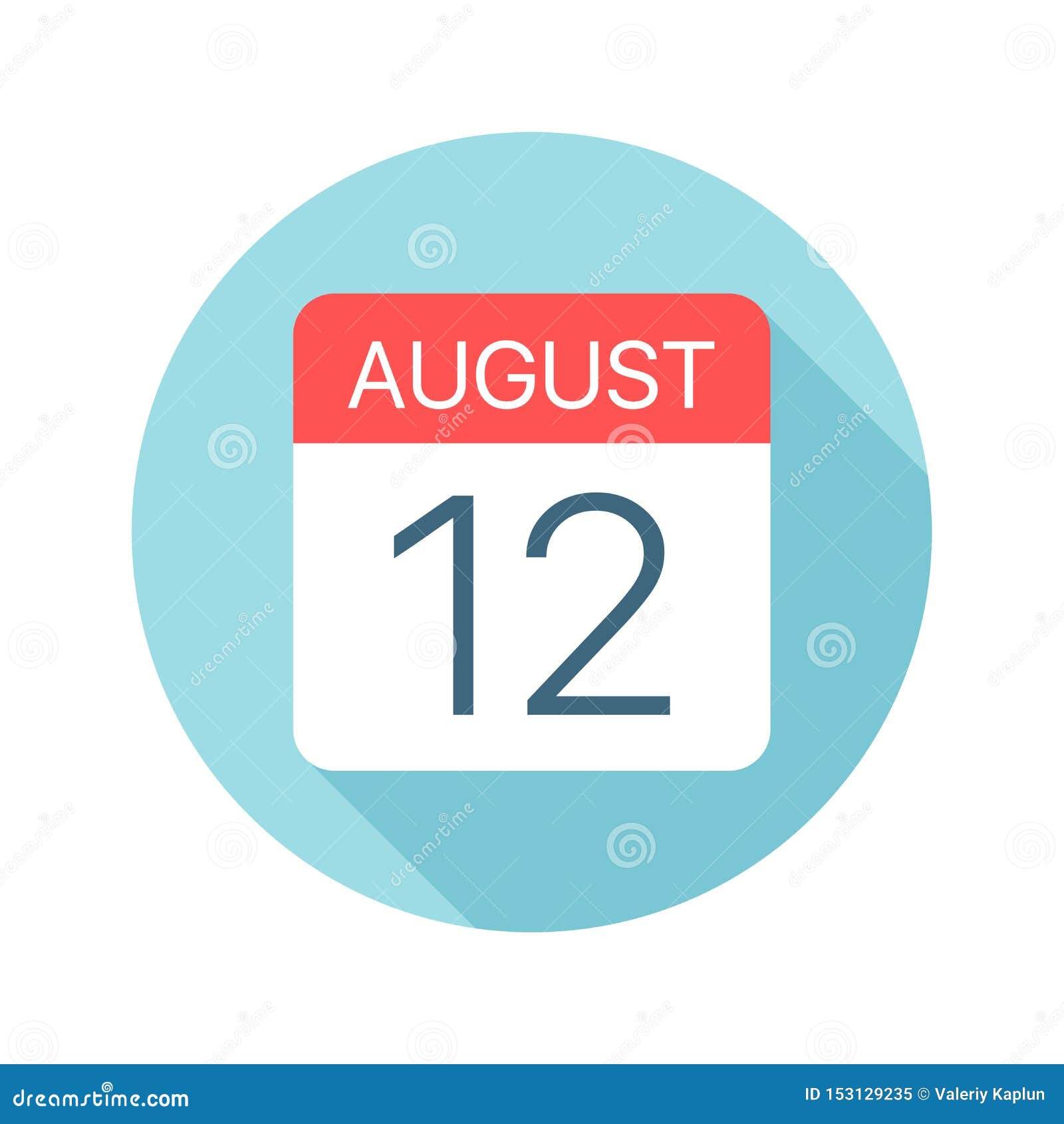 August 12 - Calendar Icon. Vector Illustration of One Day of Month ...